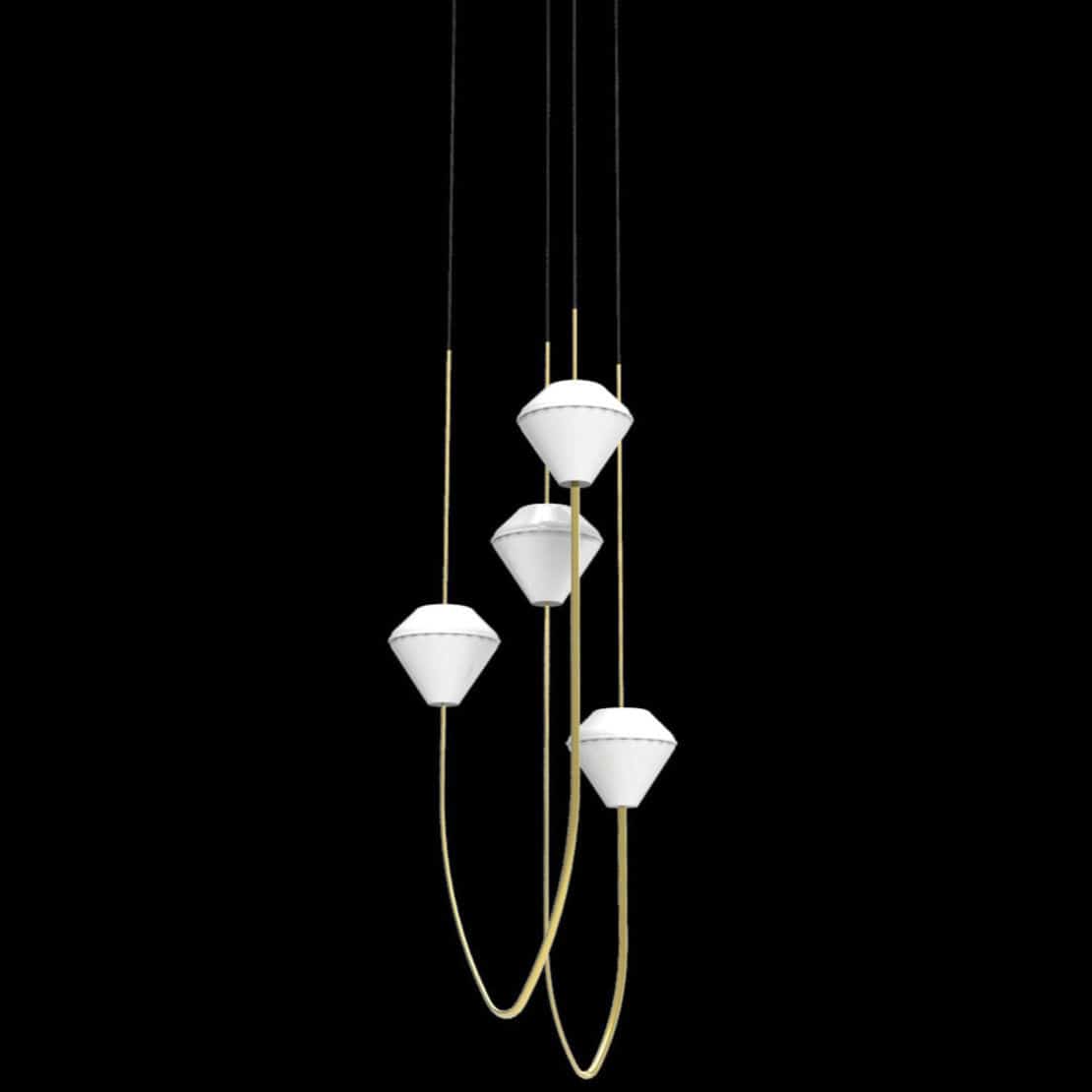 Lustre contemporain - TOUPIES - Octavio Amado - en laiton / en porcelaine / en porcelaine de Limoges