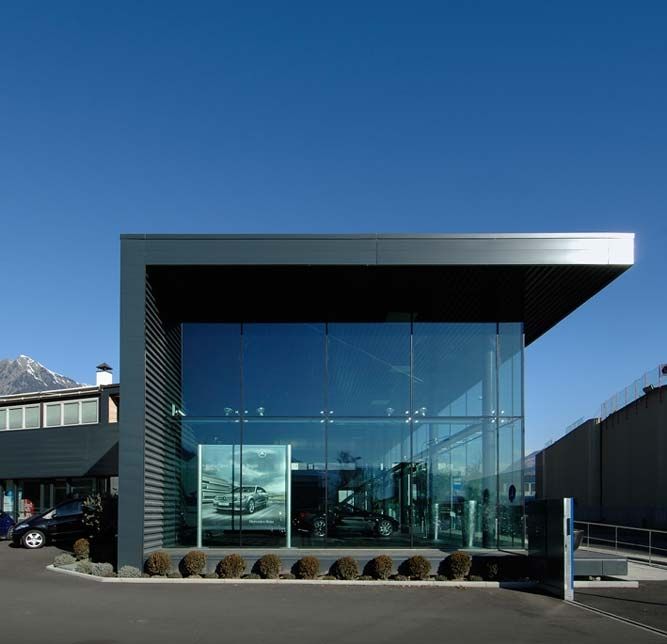 Mur-rideau en vitrage agrafé - MERCEDES ERB - Stahlbau Pichler - en verre