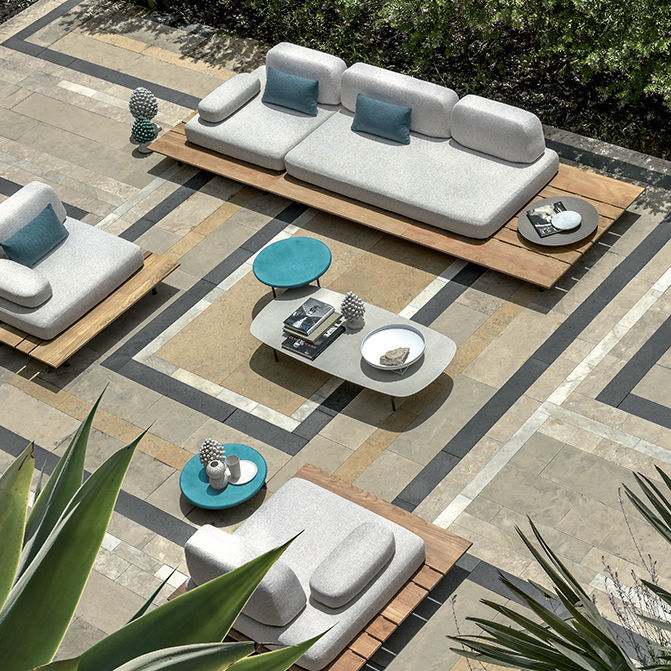 Table basse contemporaine - Calipso - Ethimo - en aluminium / en céramique / avec piètement en ...