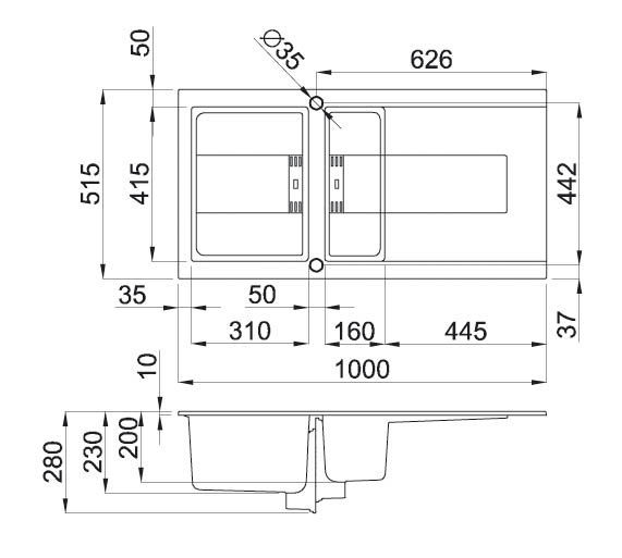 Évier 2 bacs / en composite / avec égouttoir - SMART 475 - ELLECI