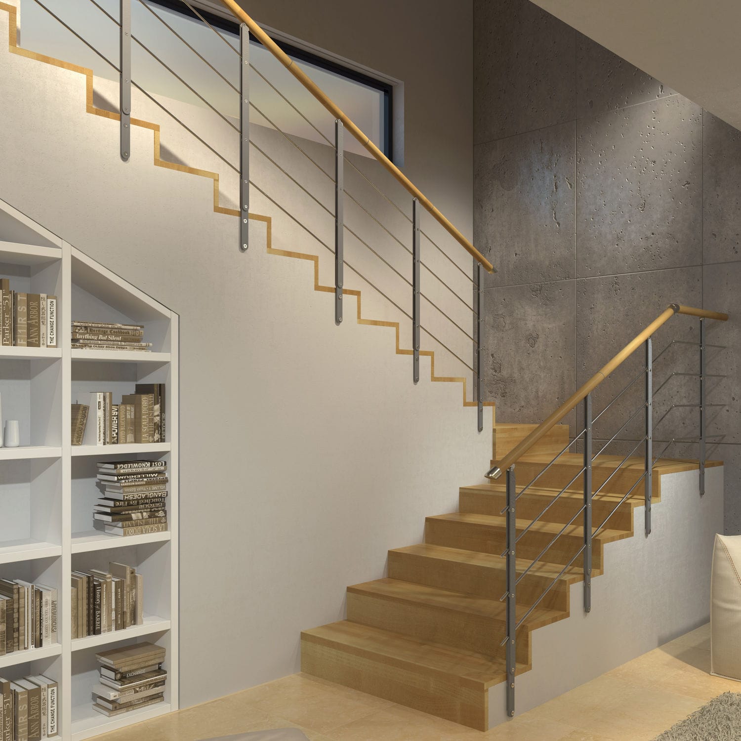 Garde-corps en inox - Minimal - RINTAL - en acier / en bois / à barreaux