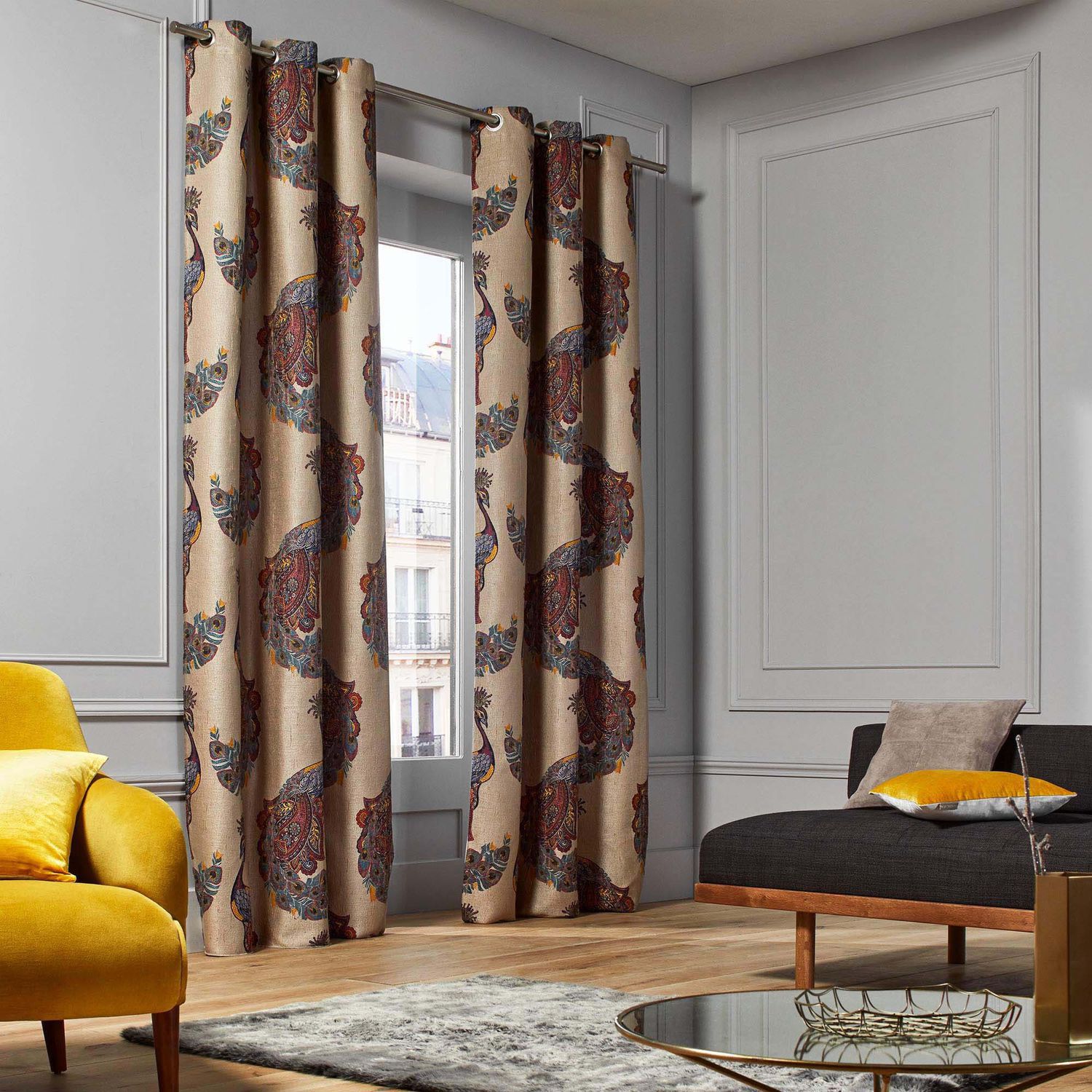 Rideau à motif animalier - INDRA - MADURA - à oeillets / en polyester ...