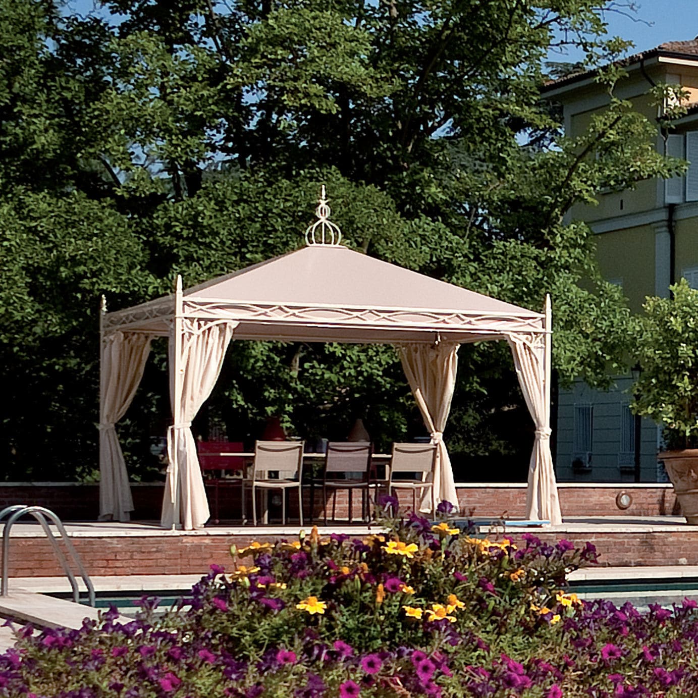 Gazebo en acier - NOVECENTO - UNOSIDER - toit en toile / professionnel