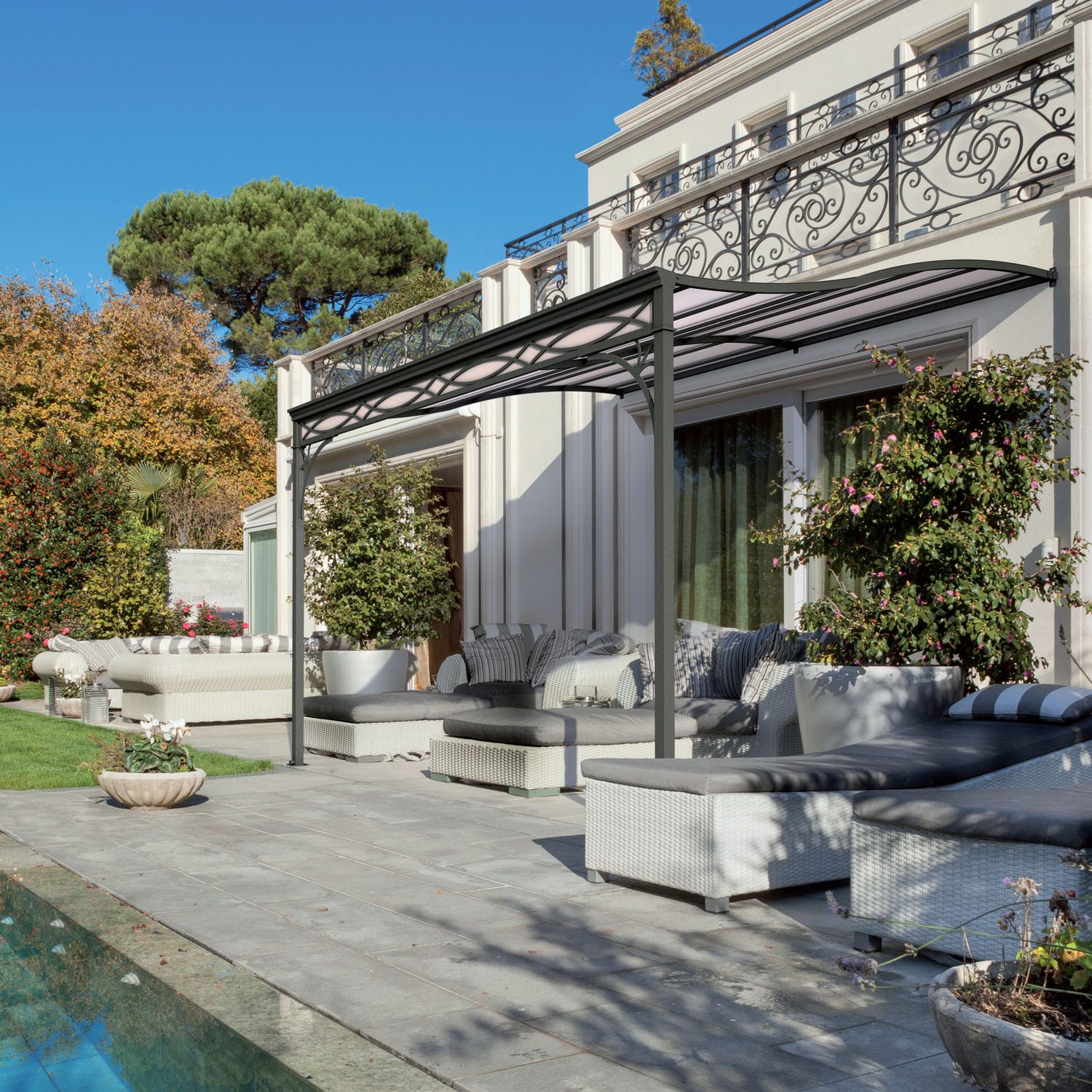 Pergola adossée - PRESTIGE - UNOSIDER - en fer forgé / sur mesure