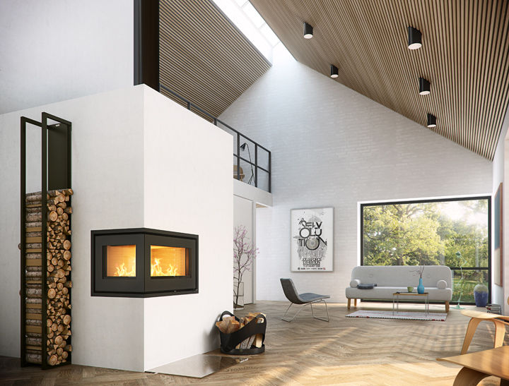 Cheminee insert d'angle