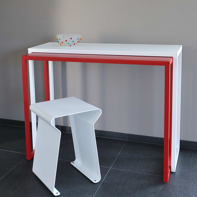 Console contemporaine - Rafale - Matière Grise - en acier / avec piètement en acier / rectangulaire