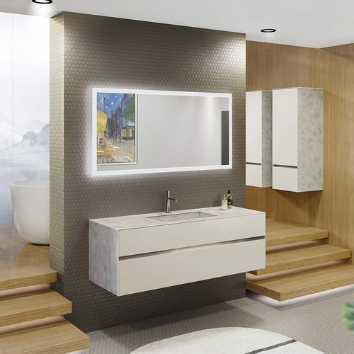 Meuble vasque double - KARMA - DECOTEC - suspendu / en marbre / en Solid Surface