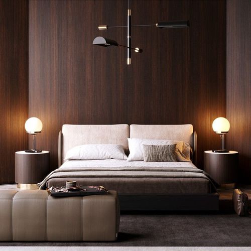 Lit double - BROOKE - Laskasas - contemporain / tapissé / avec tête de ...