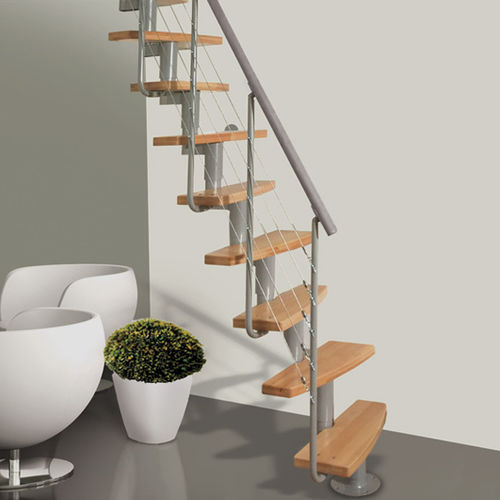 Escalier droit - MINI PLUS - Atrium - à marches en bois / structure en ...