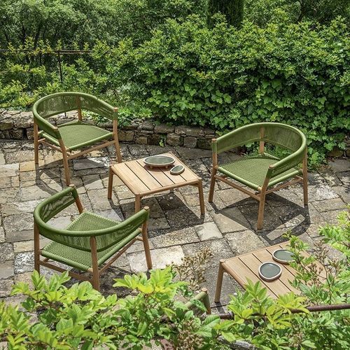 Table basse contemporaine - Kilt - Ethimo - en teck / avec piètement en teck / carrée